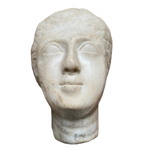 Ancient Greek marble head. Hellenistic period. Arsinoe III Philopator
