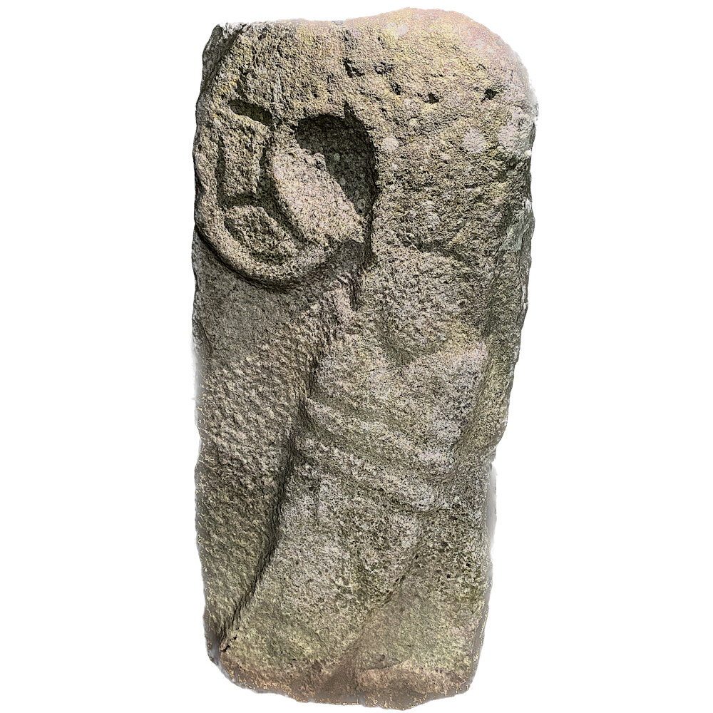 Viking Norse stone slab from Normandy. Scandinavian sandstone sculpture.