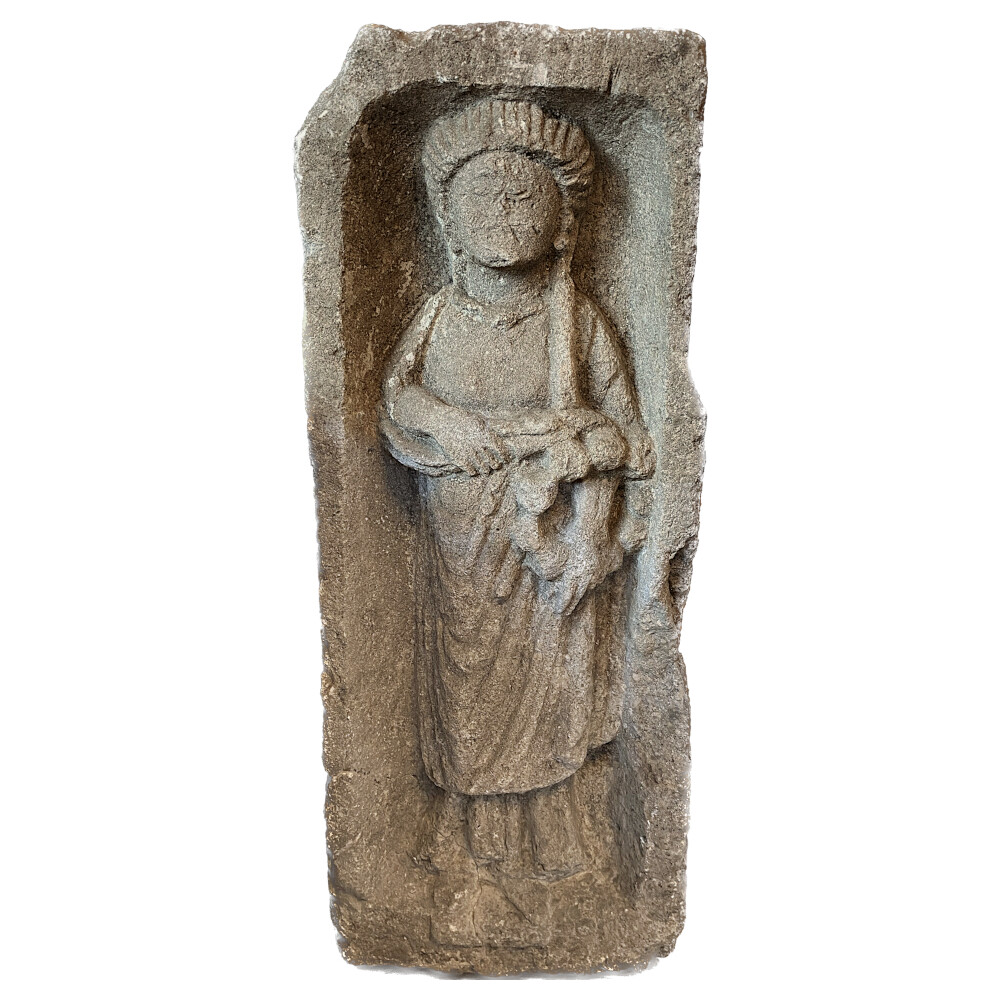 Merovingian late antiquity tombstone. Merovingian funerary art.
