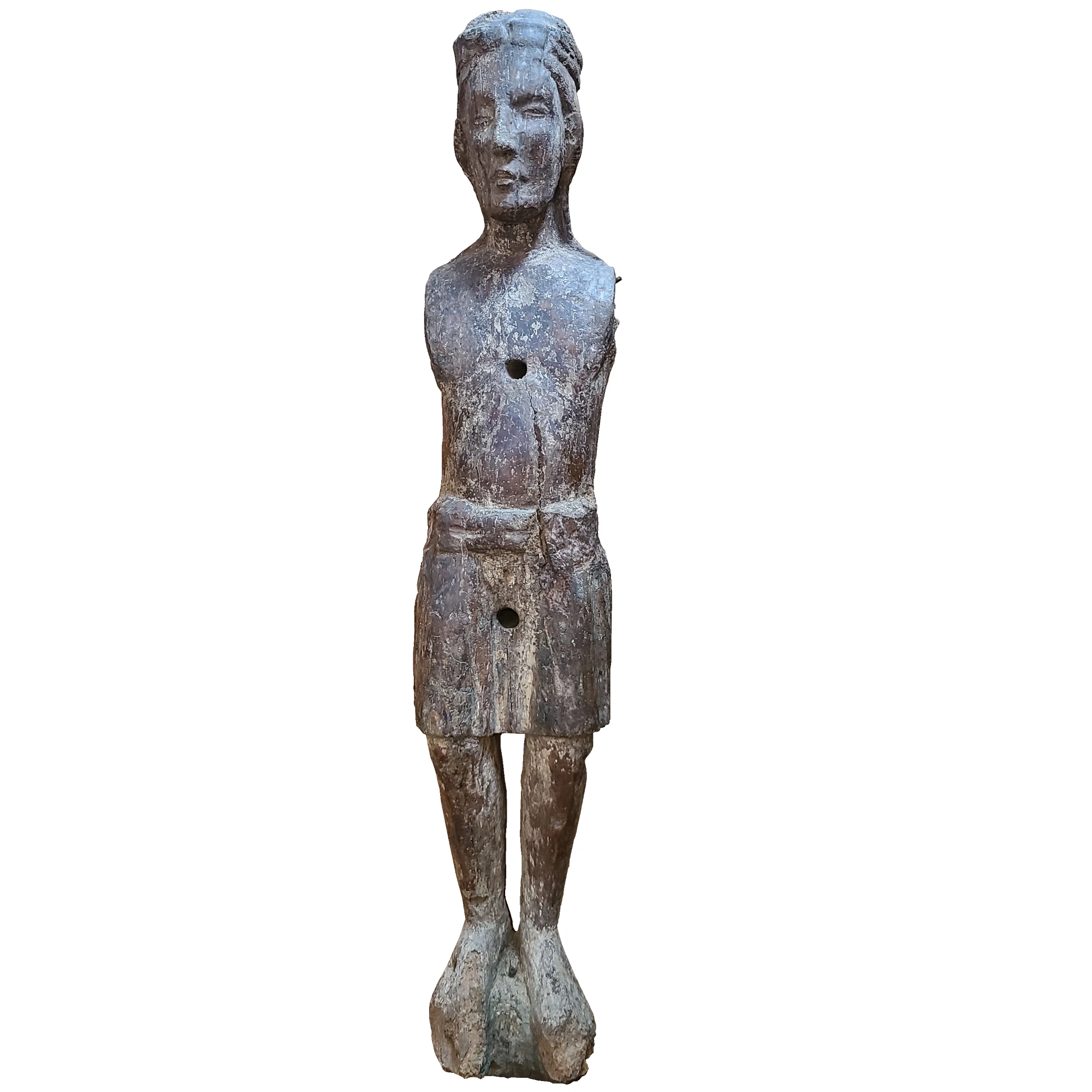 Romanesque Christ polychrome wood sculpture Burgundy. 12th century.